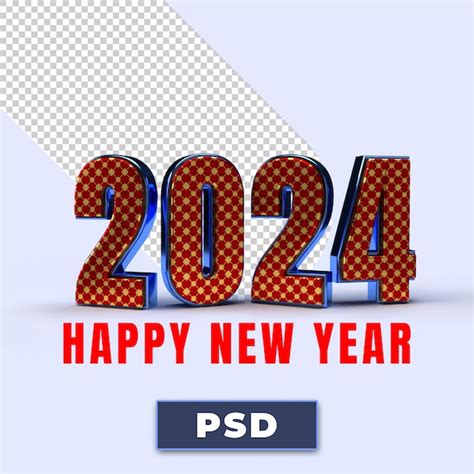 Feliz año nuevo 2024 números 3d dorados Archivo PSD Premium