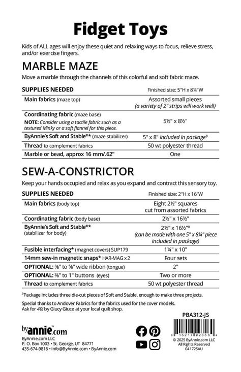 Quiltzaubereide Fidget Toys Jump Starters By Annie Schnittmuster