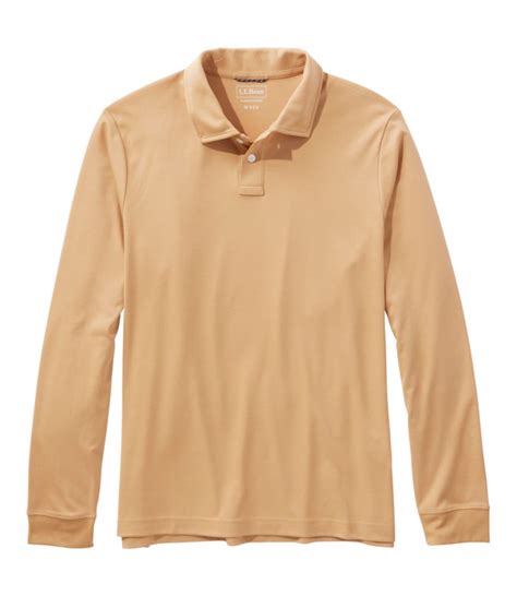 Mens Comfort Stretch Performance Polo Long Sleeve Slightly Fitted
