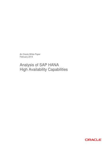 Analysis Of Sap Hana High Availability Capabilities Pdf