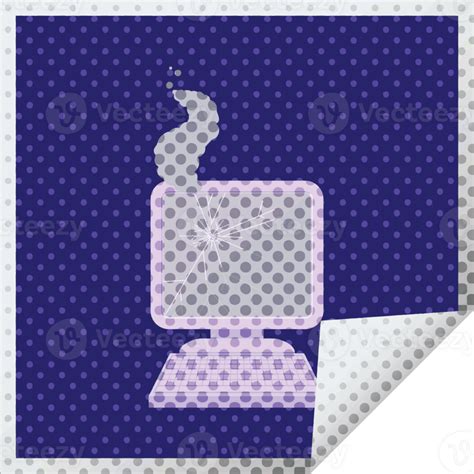 Broken Computer Graphic Square Sticker 39943336 Png