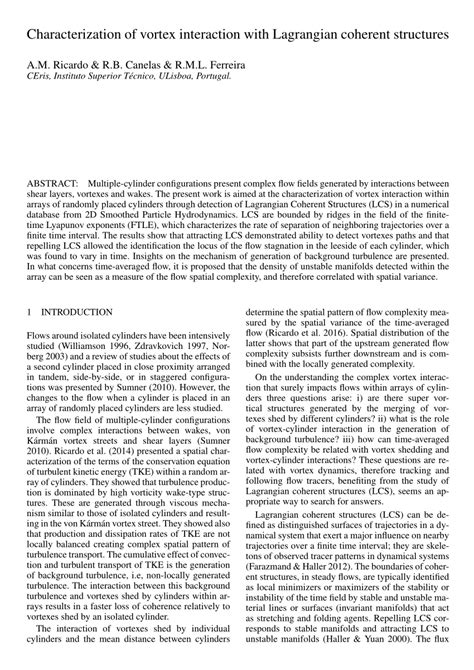 pdf characterization of vortex interaction with lagrangian coherent