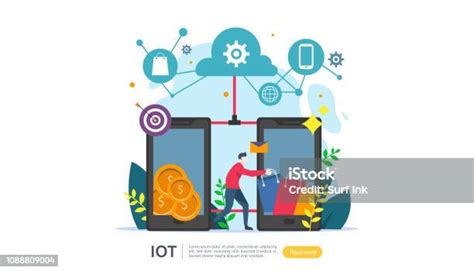 Iot 스마트 하우스 개념 사물의 인터넷의 스마트폰 화면에 산업 40 온라인 시장에 대 한 모니터링 개체를 연결 합니다 웹