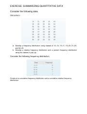 Chapter Exercises Summarizing Data For A Quantiive Variable Pdf Exercise Summarizing