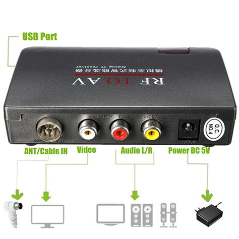 Coaxial Tv Rf To Av Rca Video Signal Receiver Analog Tv Modulator F Type Antenna With Remote Control