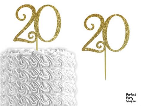Glitter Twenty 20 Twentieth Birthday Cake Topper 20th B Day Cake Topper