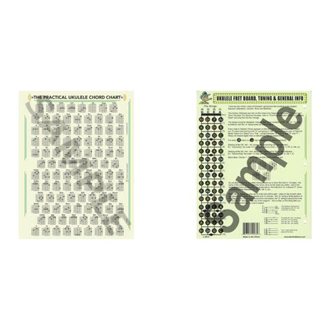 The 8 1 2” X 11” Notebook Size Practical Ukulele Chord And Fretboard Chart