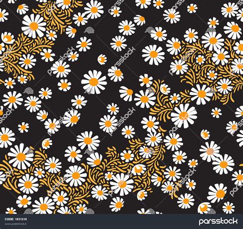 پس زمینه بدون درز با گل های بابونه الگوی دیتسی گلدار وکتور تصویر کشیده