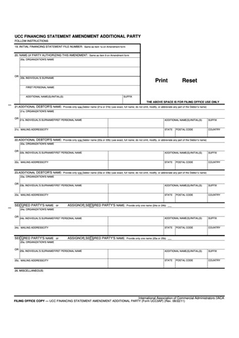 Fillable Form Ucc3ap Ucc Financing Statement Amendment Additional