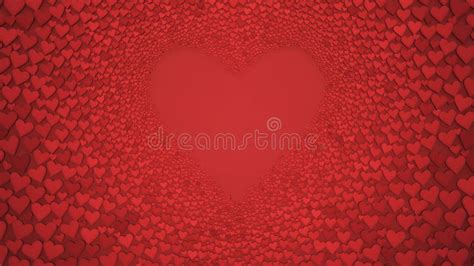 Red Heart Shape Formed By Multiple Red Hearts 3d Rendering Stock