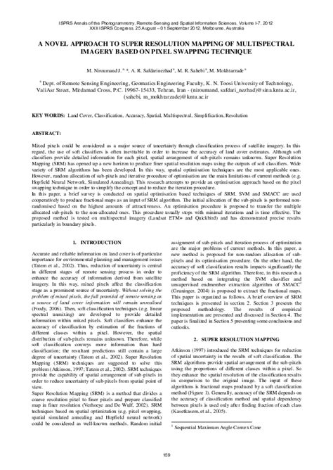Pdf A Novel Approach To Super Resolution Mapping Of Multispectral