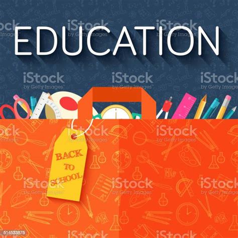 Back To School 배경 평편 아이콘 지갑 에서 쇼핑하다 각도기에 대한 스톡 벡터 아트 및 기타 이미지 각도기 개체