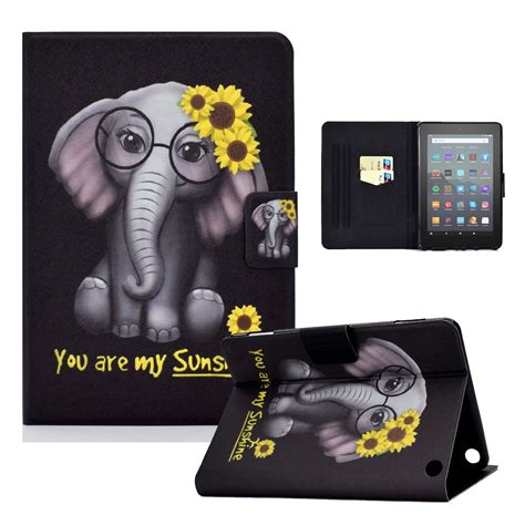 For Amazon Kindle Fire 7 2022 Electric Pressed Smart Leather Tablet