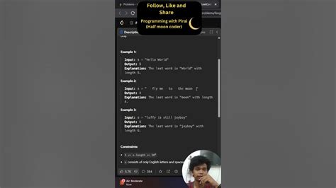 Leetcode 58 Length Of Last Words Pirais Academy Half Moon Coder Youtube