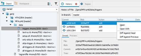 history tab for repos
