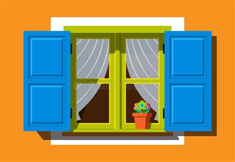 Open Window Shutters Stock Illustrations 598 Open Window Shutters