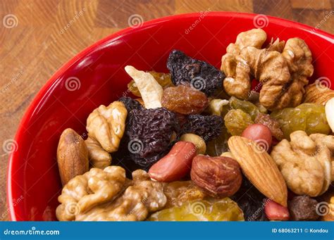 Different Mixed Nuts And Raisins Stock Image Image Of Filbert