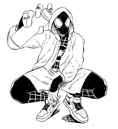 Coloriage Spiderman Miles Morales Gratuit Pour Les Enfants