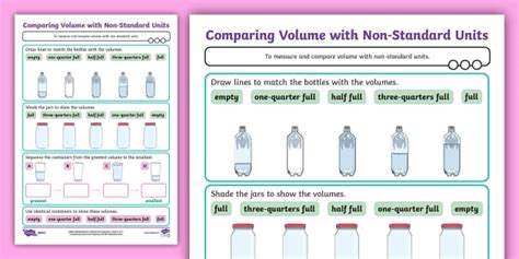 Y2 Comparing Volume With Non Standard Units Worksheet