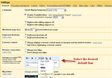 How To Set A Default Font For Gmail