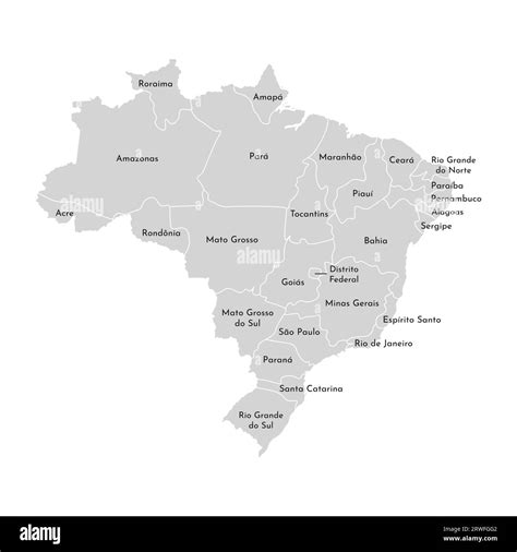 Vector Isolated Illustration Of Simplified Administrative Map Of Brazil Borders And Names Of