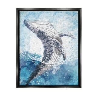 Stupell Splashing Marine Whale Framed Floater Canvas Wall Art Design By