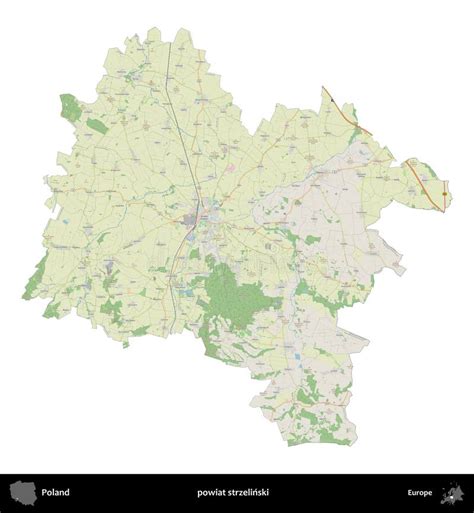 Strzelinski Poland Isolated On White County Topographic German Stock