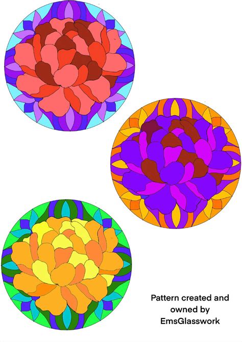 Stained Glass Peony Pattern Etsy