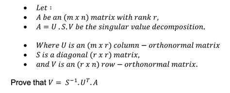 Solved Let A Be An Mn Matrix With Rank R A U S V Chegg
