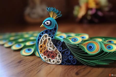 Premium Ai Image Peacock Paper Quilling Design