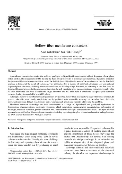 Hollow Fiber Membrane Contactors