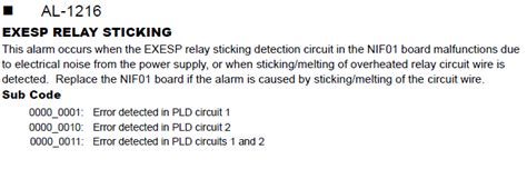 NX100 ALARM CODE 1216 EXESP RELAY STICKING Yaskawa Motoman