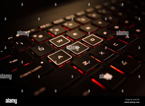 Black Laptop Computer Keyboard With Different Wasd Buttons And