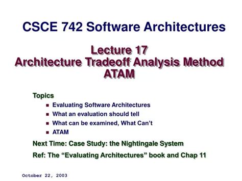 Ppt Lecture 17 Architecture Tradeoff Analysis Method Atam Powerpoint Presentation Id4003952