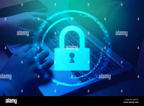 Cyber Security Network Concept Background Of Hands Typing On Laptop