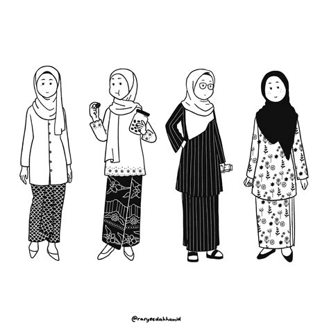 Gambar Lukisan Baju Kurung Sketch Baju Kurung Moden Online Deals Up