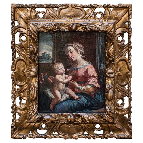 Huile sur toile La Madonna della Seggiola d après Raffaello Sanzio 1483