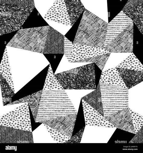Geometric Seamless Pattern In Retro Style Vintage Background Triangles And Hand Drawn Patterns