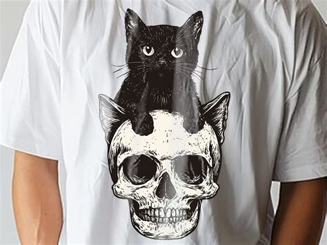 Halloween Skull Black Cat T Shirt Design By Graphic Sparks On Dribbble