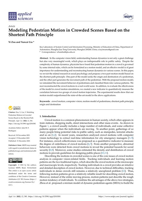 Pdf Modeling Pedestrian Motion In Crowded Scenes Based On The