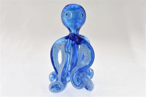 Art Glass Blue Octopus Sea Life And Ocean Nature Sculptglass Art