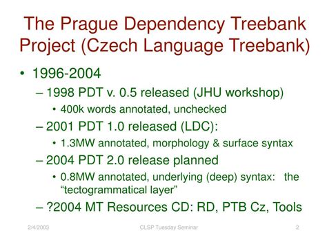 Ppt Beyond Parse Trees The Prague Dependency Treebank Powerpoint Presentation Id3417959