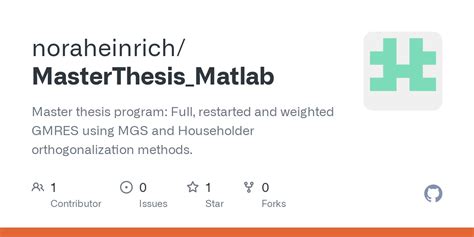 Github Noraheinrich Masterthesis Matlab Master Thesis Program Full Restarted And Weighted