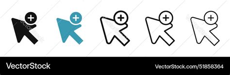 cursor plus icon set in black and blue colors vector image