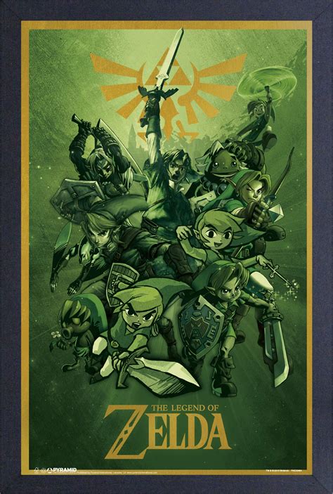 Pyramid America Framed Zelda Links Picture Double Jump Video Games