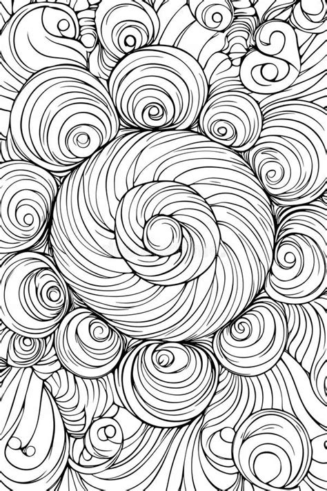 Complex Arrangement Of Swirling Lines And Shapes In Black And White Generative Ai Stock Image