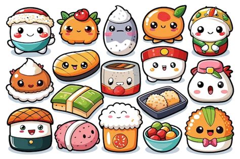 Cute Cartoon Sushi Characters With Different Expressions And Designs Premium AI Generated Vector