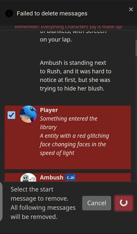 Why Am I Getting Failed To Delete Messages Rcharacterai