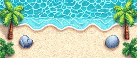 Bright And Simple Pixel Art Tiles Of Water And Sand For Beach Level Design Stock Illustration