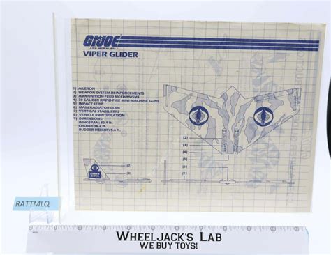 Cobra Viper Glider Instructions Blueprints G I Joe Hasbro Vintage Wheeljack S Lab
